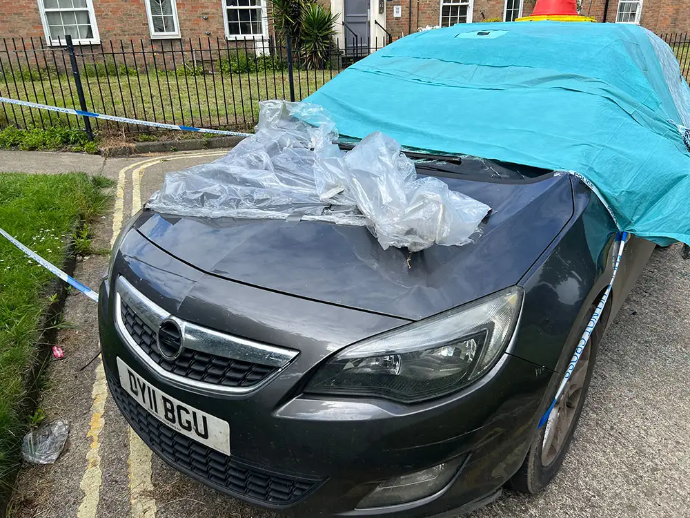 Smashed up car taped off by police near York city walls | YorkMix | YorkMix